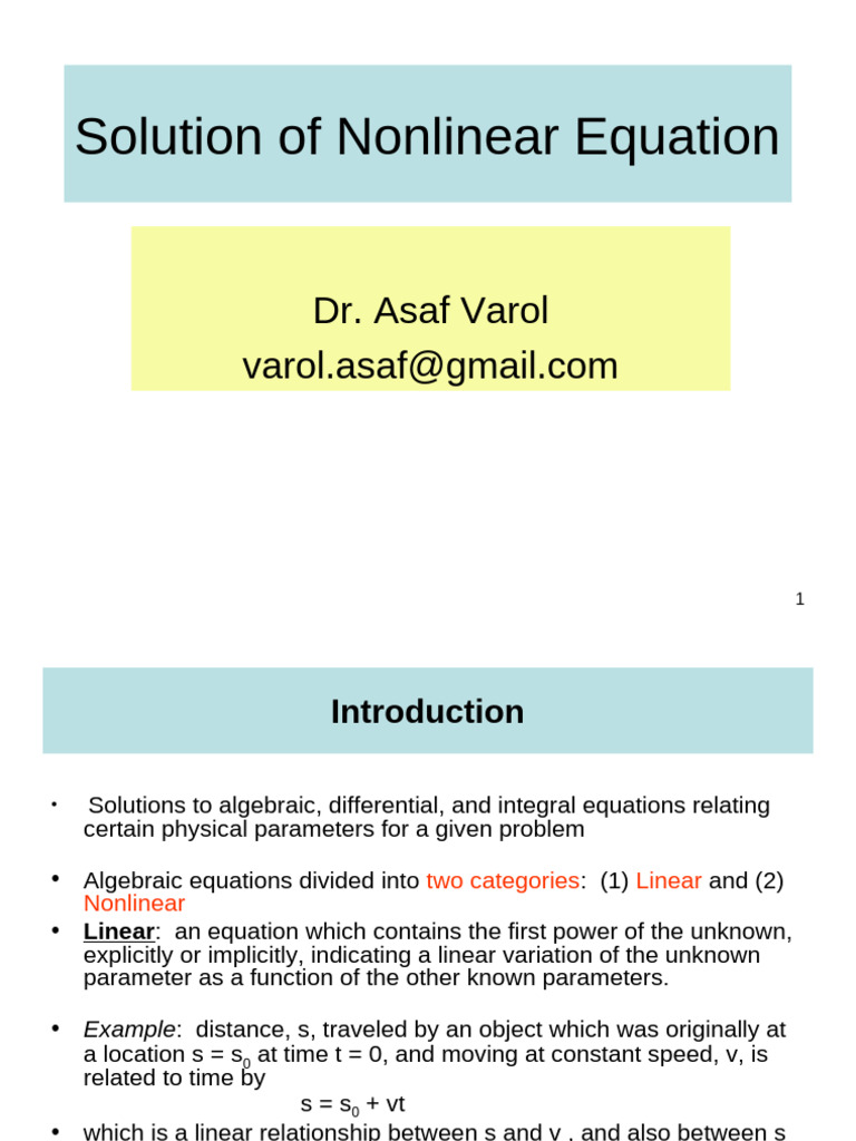 Ch2a-Solution of Nonlinear Equation | PDF | Nonlinear System | Equations