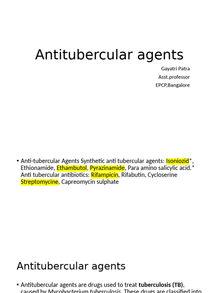 Antitubercular Agents MC | PDF | Tuberculosis