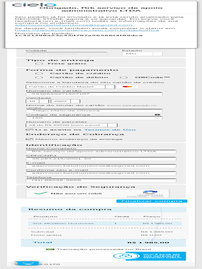 Checkout Cielo Decore Store | PDF
