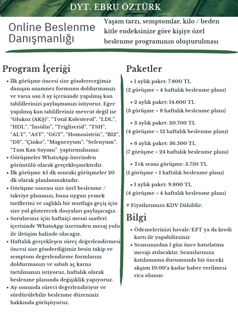 Online Beslenme Danışmanlığı | PDF