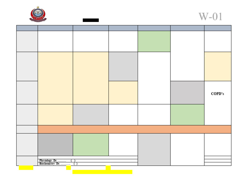 WEEK01 Respiratory Module Time Table Batch 2022 to 2023 (16-09-24 to 21-09-2024) | PDF ...