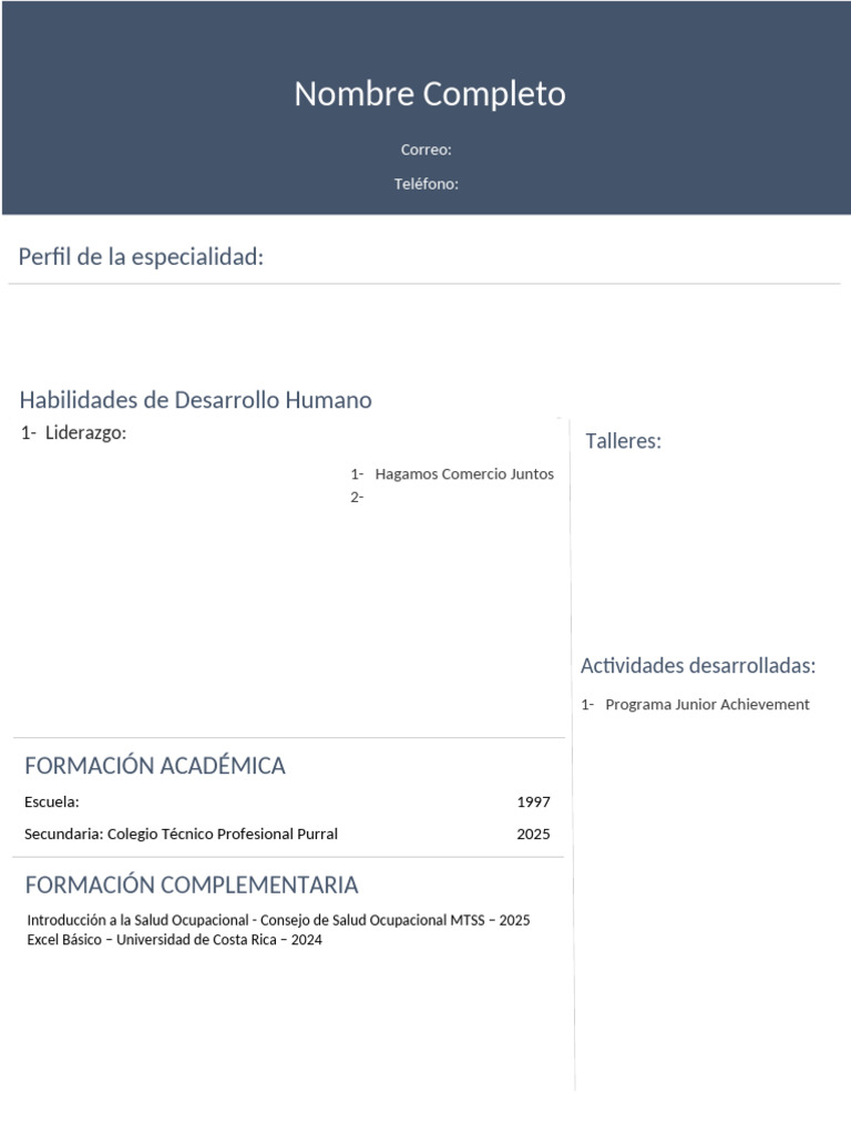 Curriculum Vitae CTP Purral | PDF