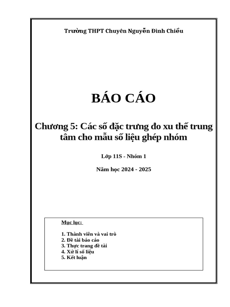 Báo Cáo Toán nhóm 1, Thầy Diễm NDC 2024 - 2025 | PDF