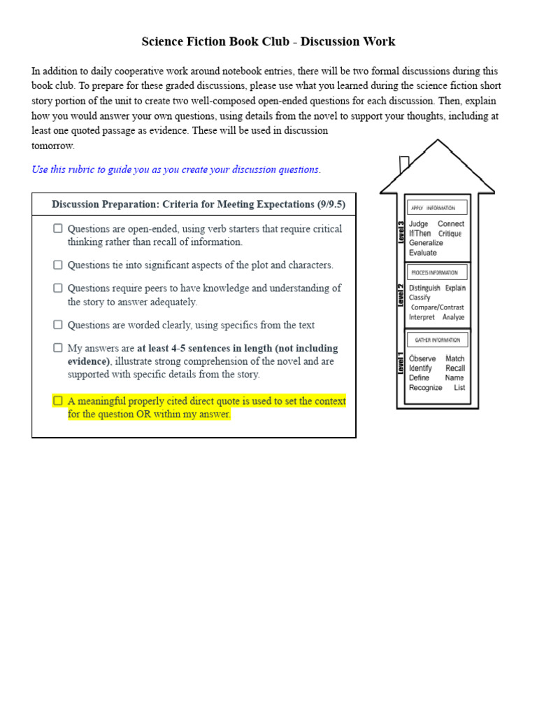 Science Fiction Book Club Discussion Prep | PDF | Idea | Question