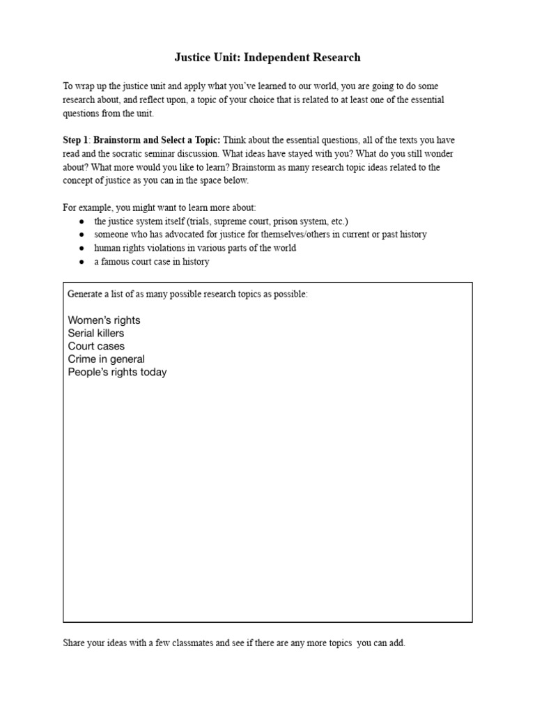 Research Topics on Justice Issues | PDF | Citation | Psychological Trauma
