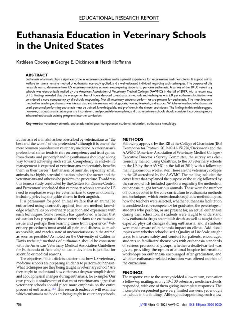 Euthanasia Education in US Veterinary Schools | PDF | Medicine