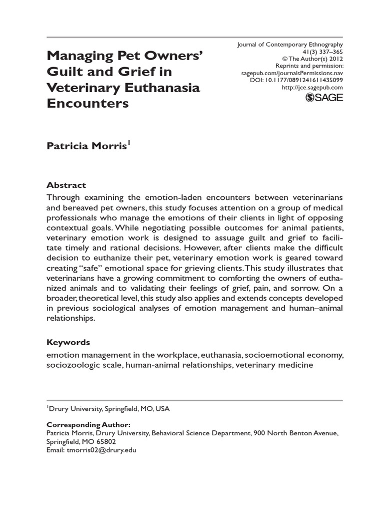 Managing Grief in Pet Euthanasia | PDF | Emotions | Grief