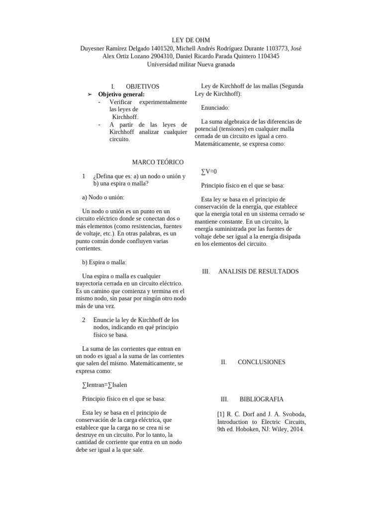 Leyes de Kirchhoff en Circuitos Eléctricos | PDF | Red eléctrica | voltaje