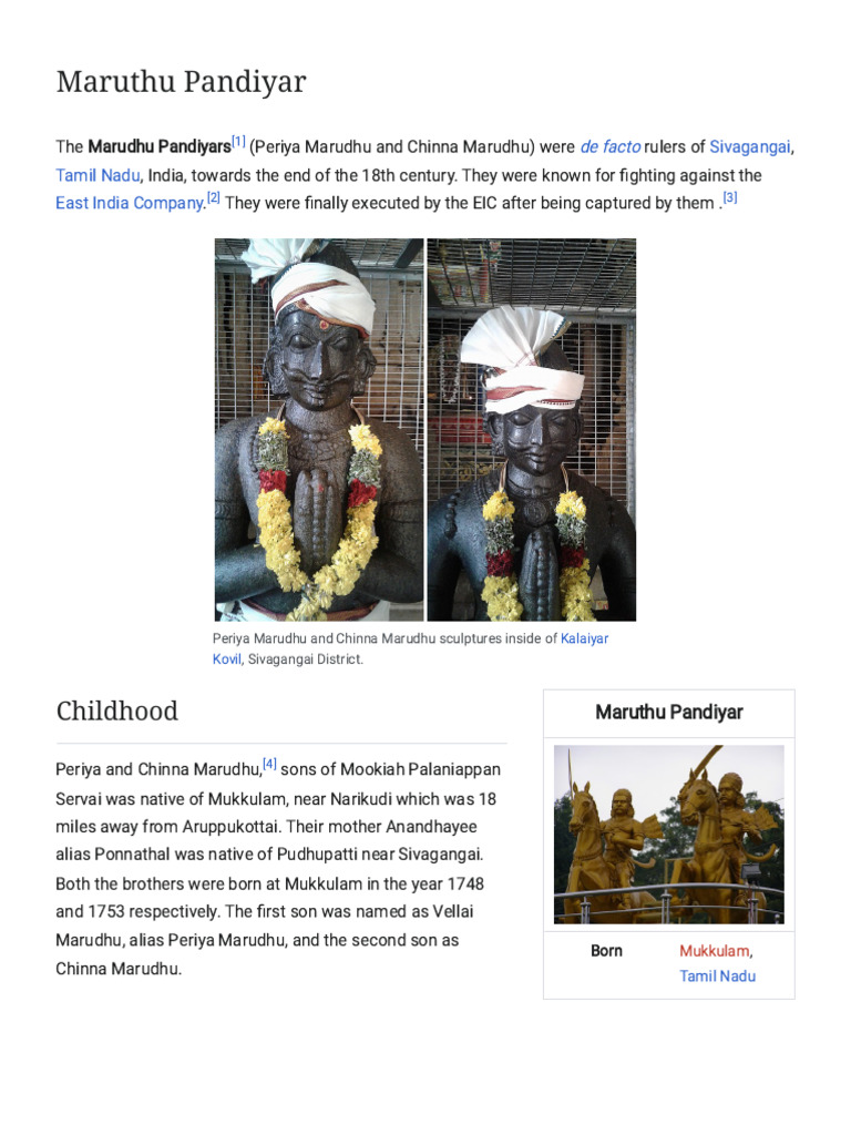 History of Maruthu Pandiyars | PDF | South India | Tamils