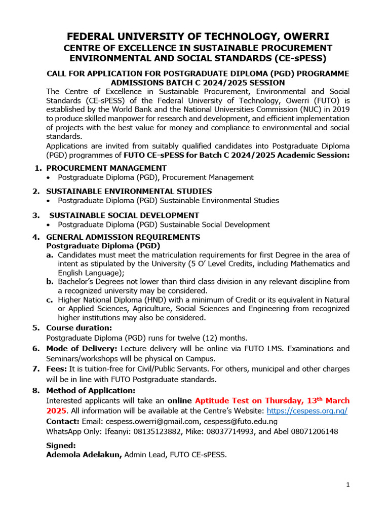 Supplementary PGD Advert Batch C Feb 2025 | PDF | Postgraduate ...