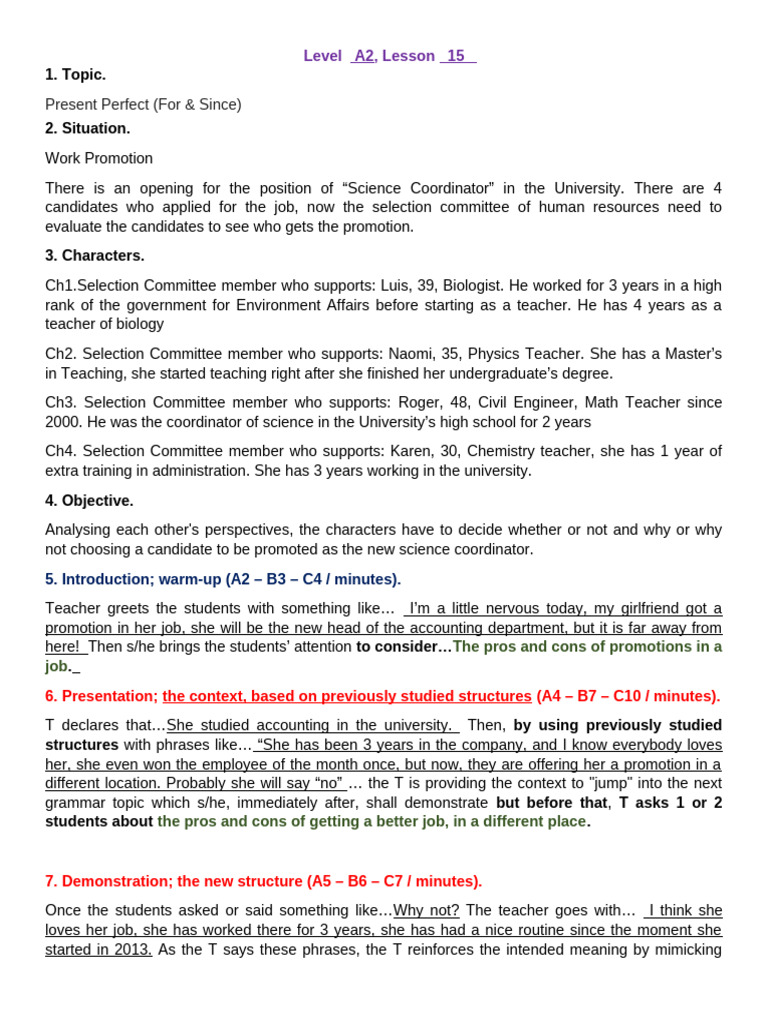 A2 Lesson Plan 15 | PDF | Linguistics | Grammar