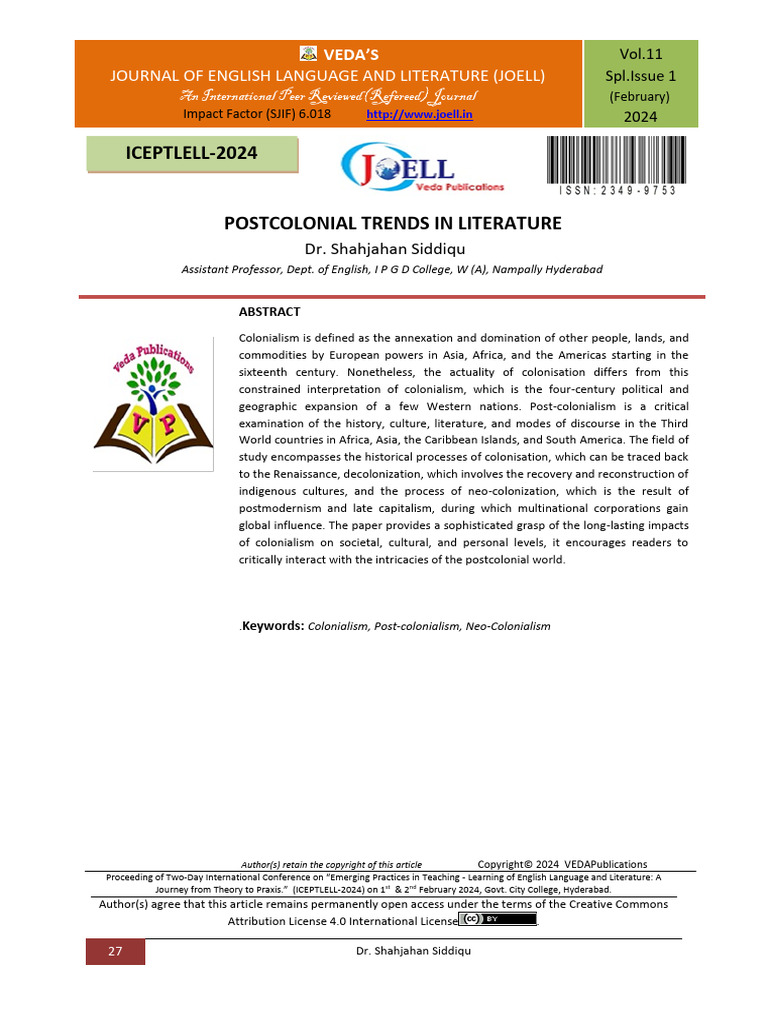 27 34 Postcolonial Trends in Literature | PDF | Postcolonialism | Colonialism