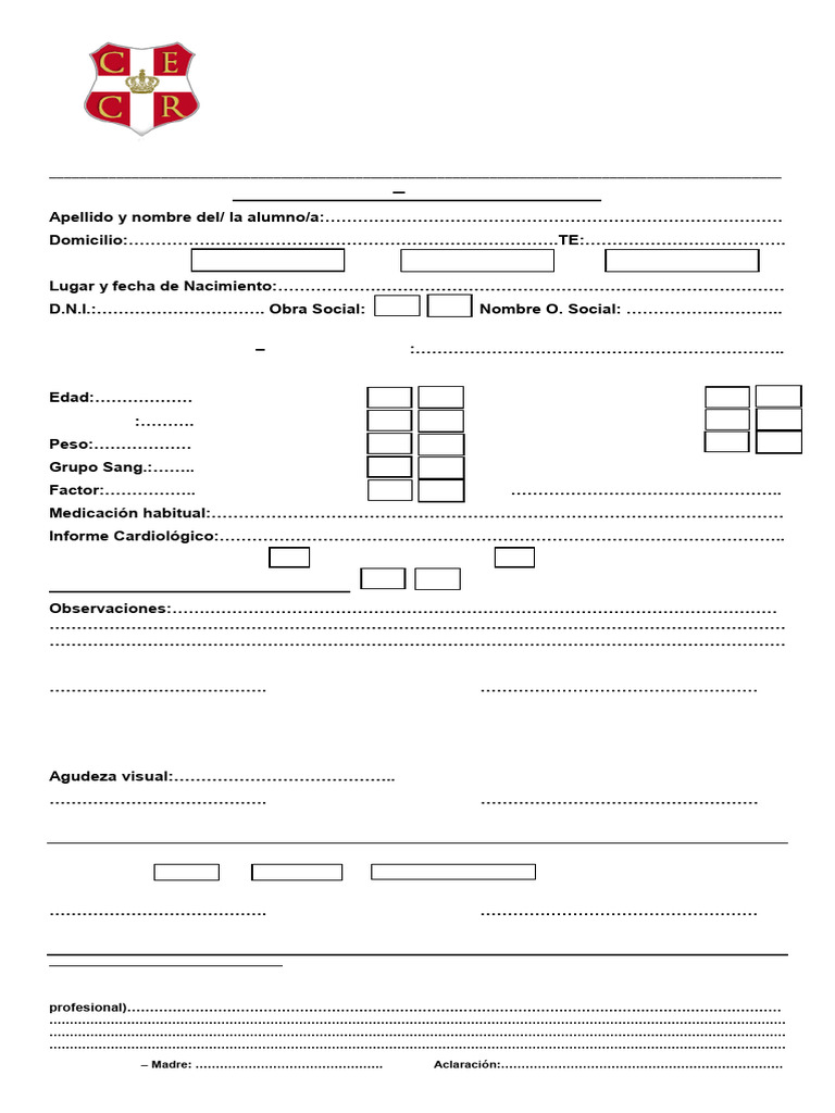 Ficha de Salud 2025 | PDF | Enfermedades y trastornos | Especialidades Medicas