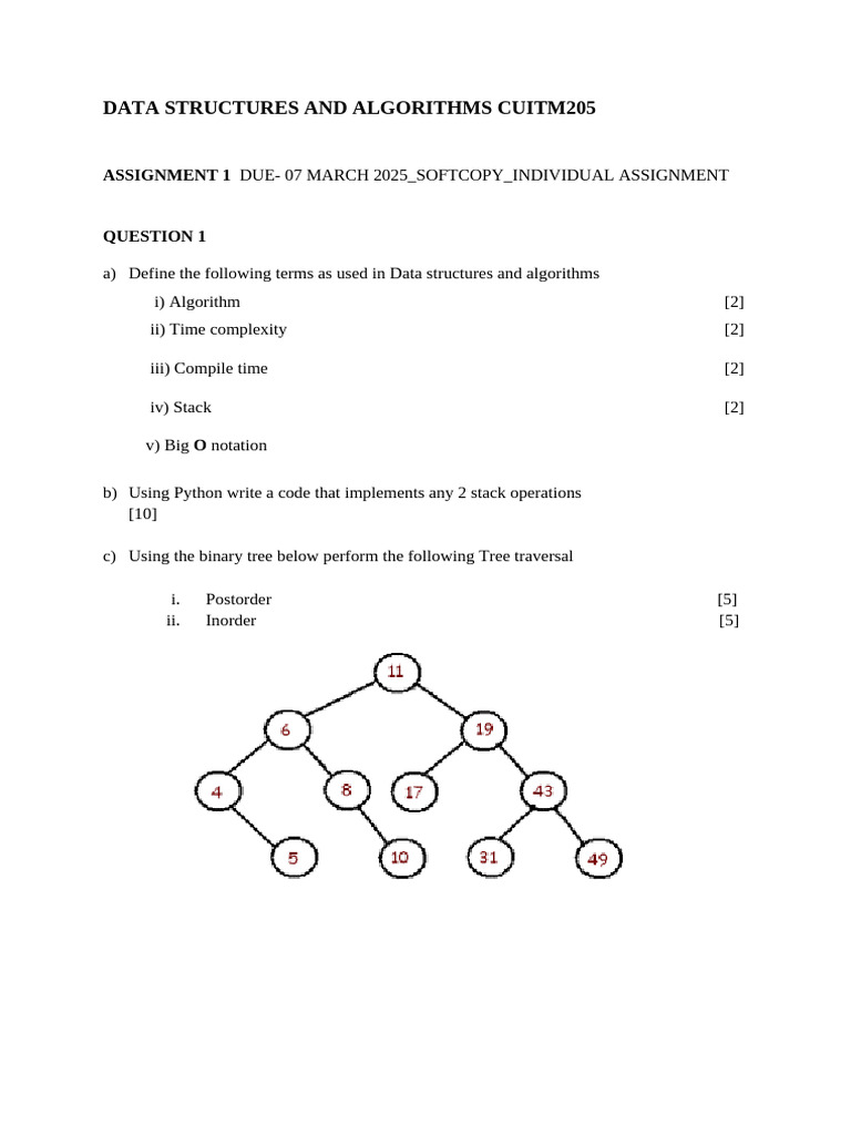 Data Structures & Algorithms Assignment | PDF