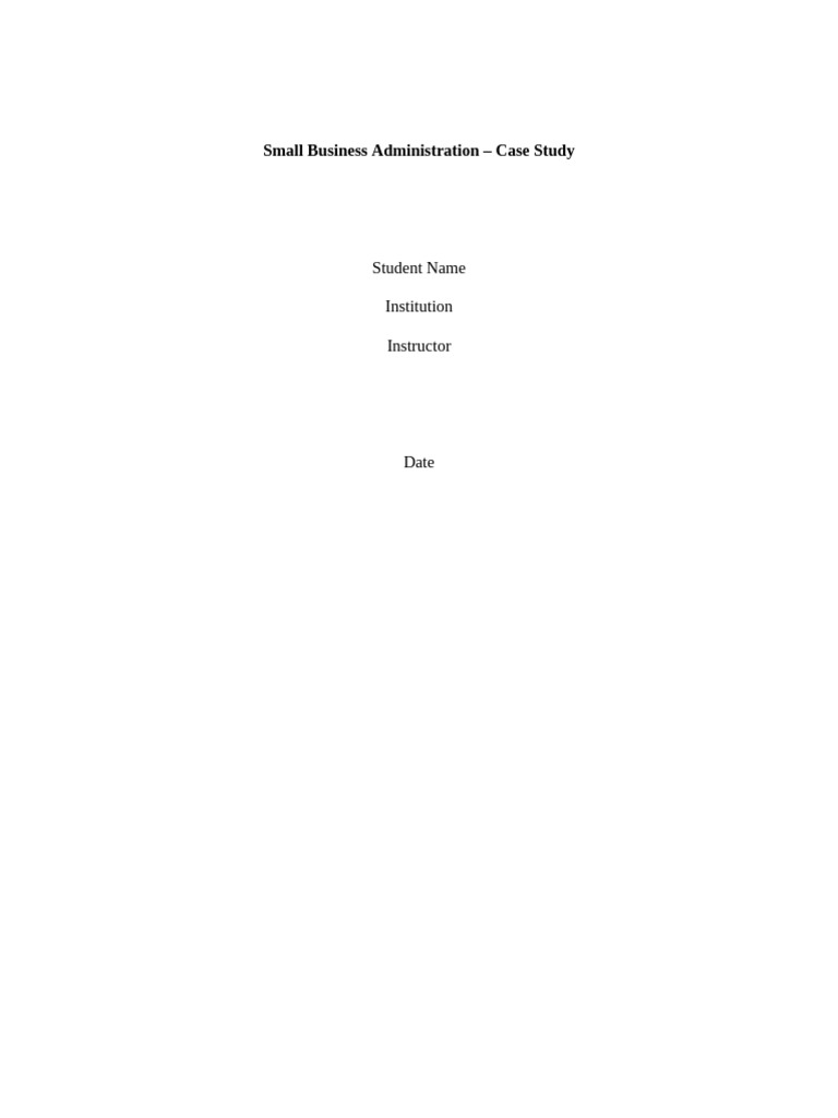 Small Business Administration - Case Study | PDF | Credit | Finance ...