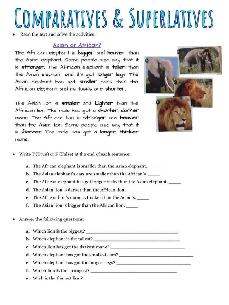 Reading Comparative and Superlative | PDF