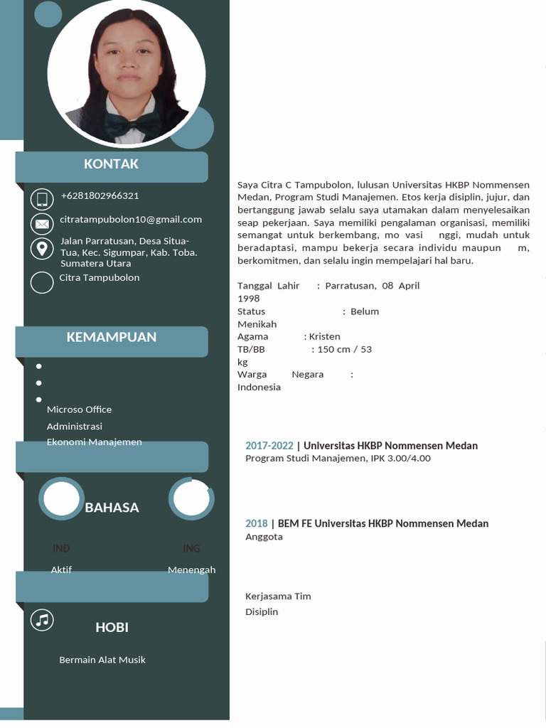 CV Citra C Tampubolon-1 | PDF