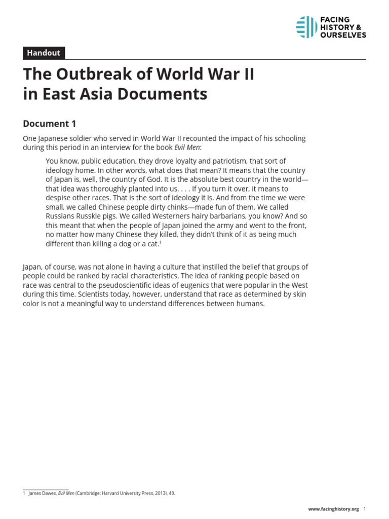 The Outbreak of World WWII in East Asia Documents | PDF | International ...