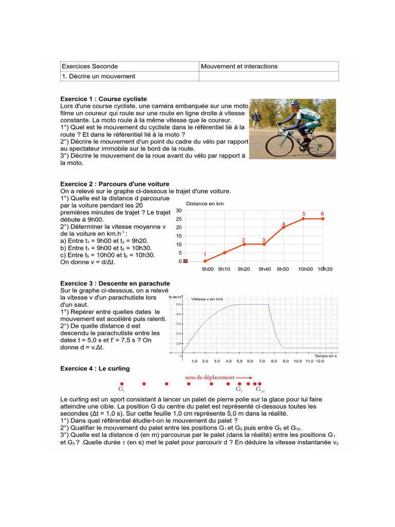 EXERCICES MOUVEMENTS 2nde 24 25 | PDF