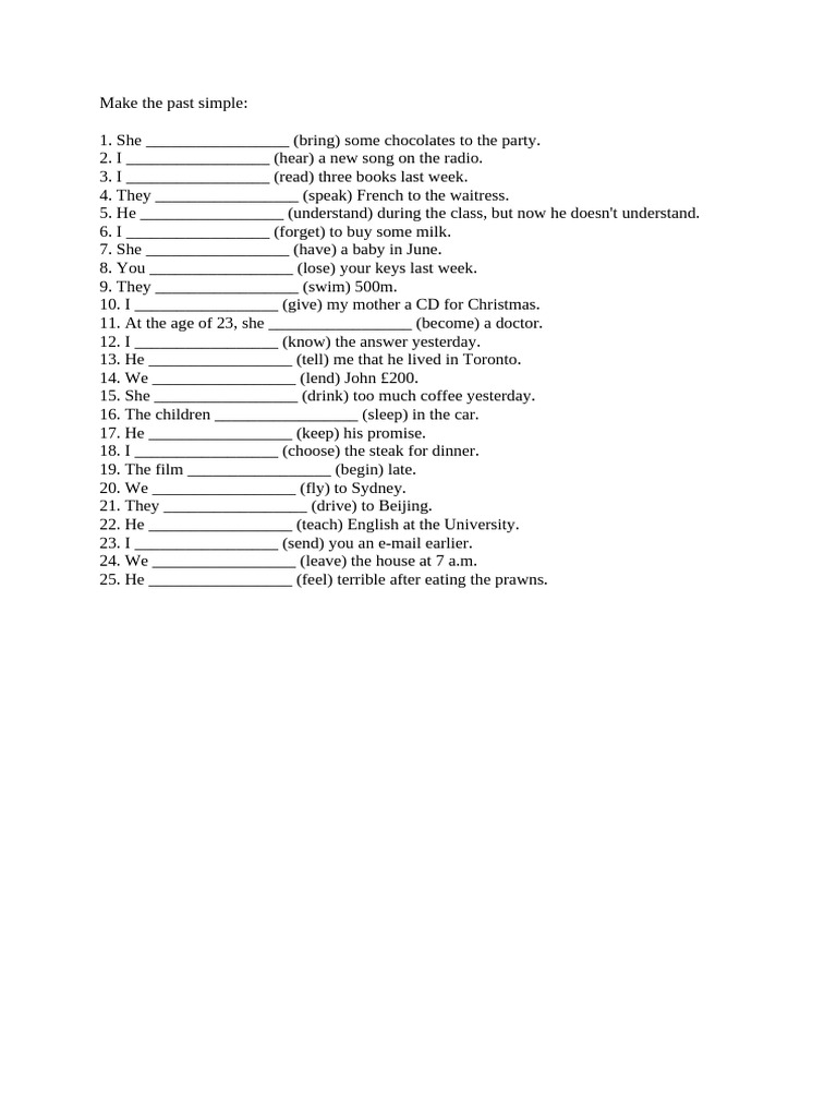 Past Simple Tense Exercises | PDF