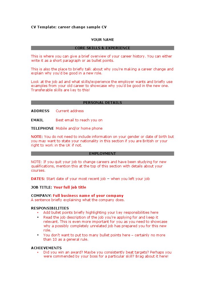 Career Change CV Template | PDF