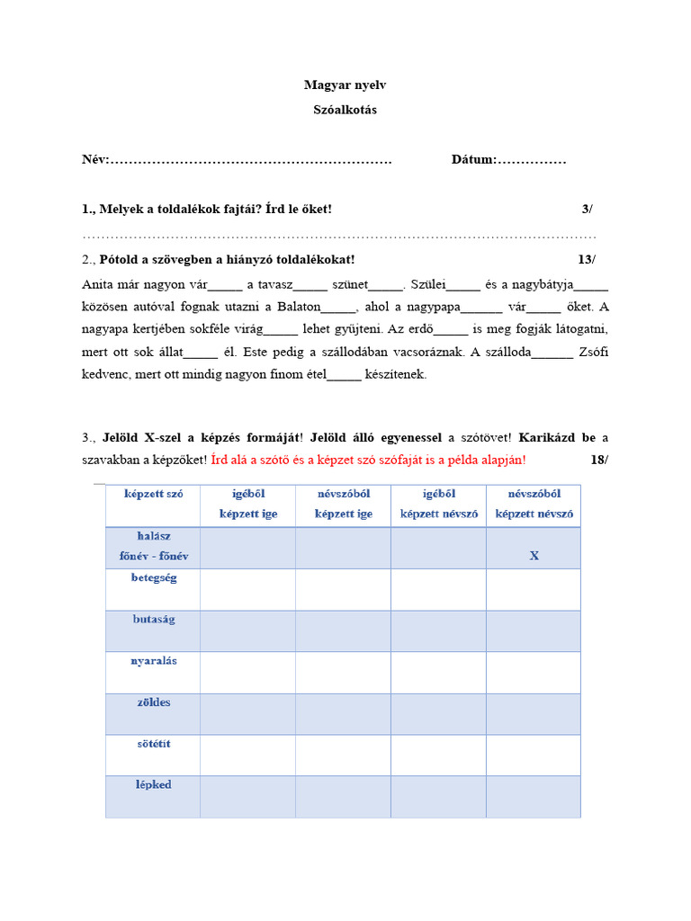 Magyar Nyelv - Szóalkotás | PDF