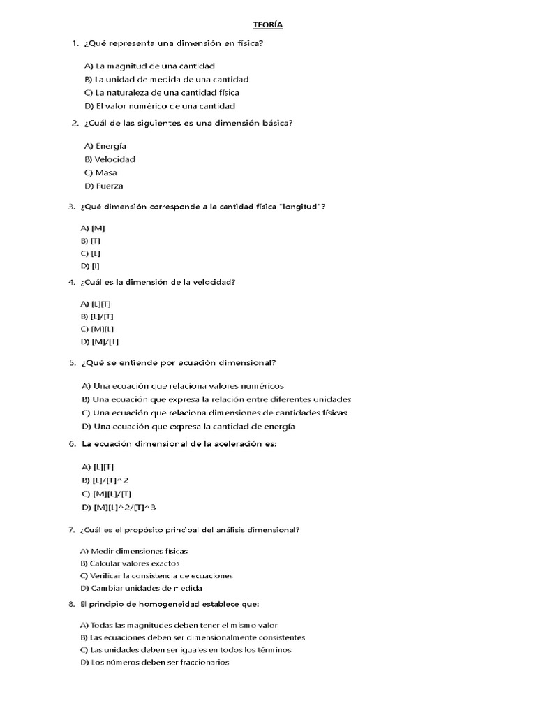 Banco de Preguntas 3to Secundaria. Analisis Dimensional | PDF