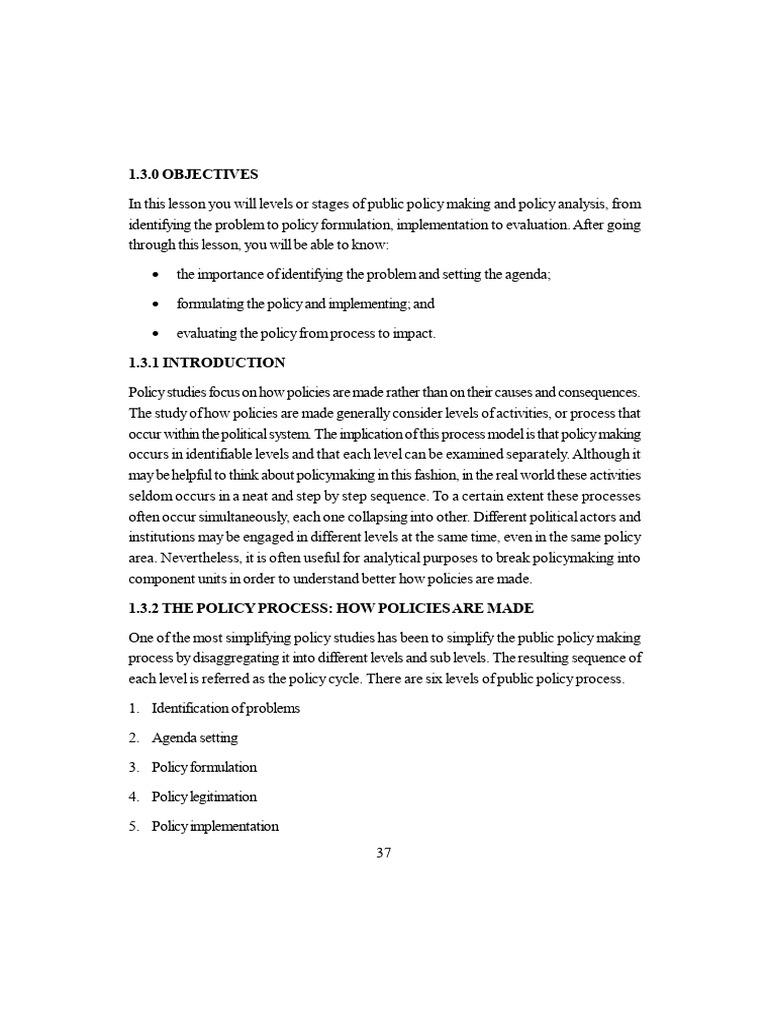 Define Policy Formulation | PDF