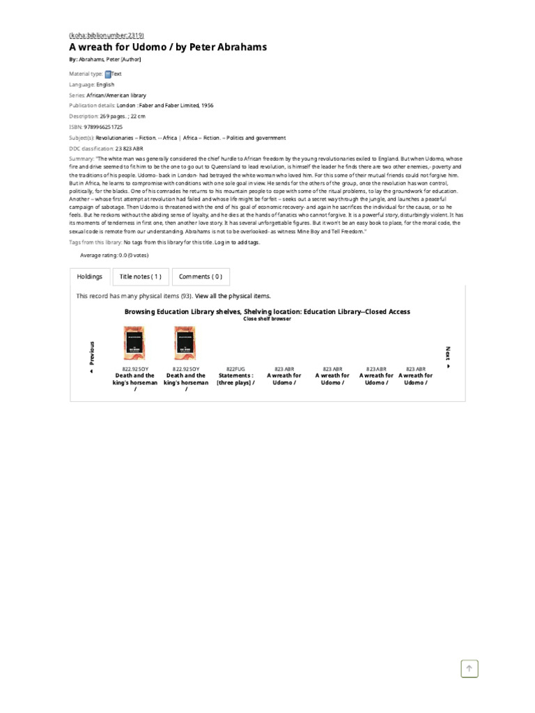 Details for_ A wreath for Udomo _ › Kyambogo University Library ...