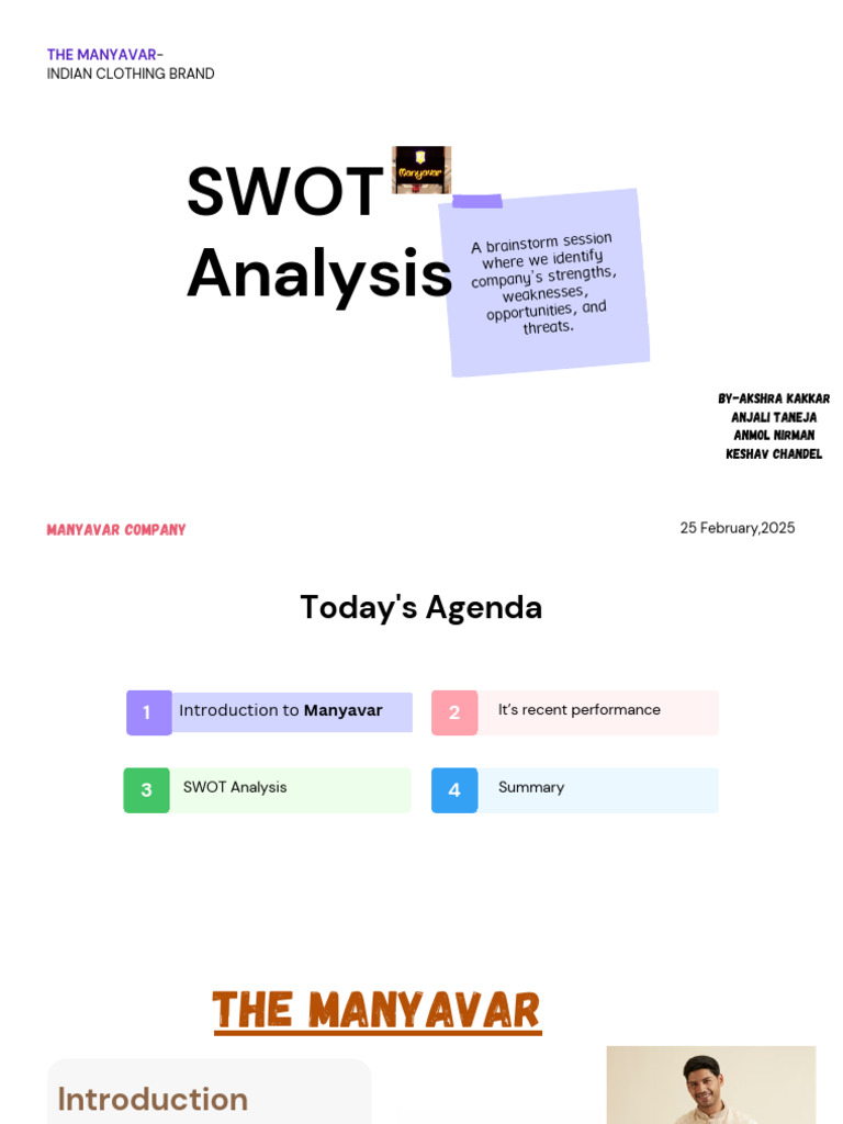 Manyavar SWOT Analysis Overview | PDF | Fashion | Brand