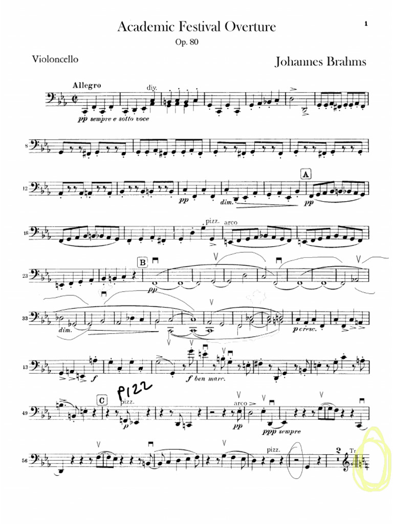 Brahms Academic Festival Overture Cello | PDF