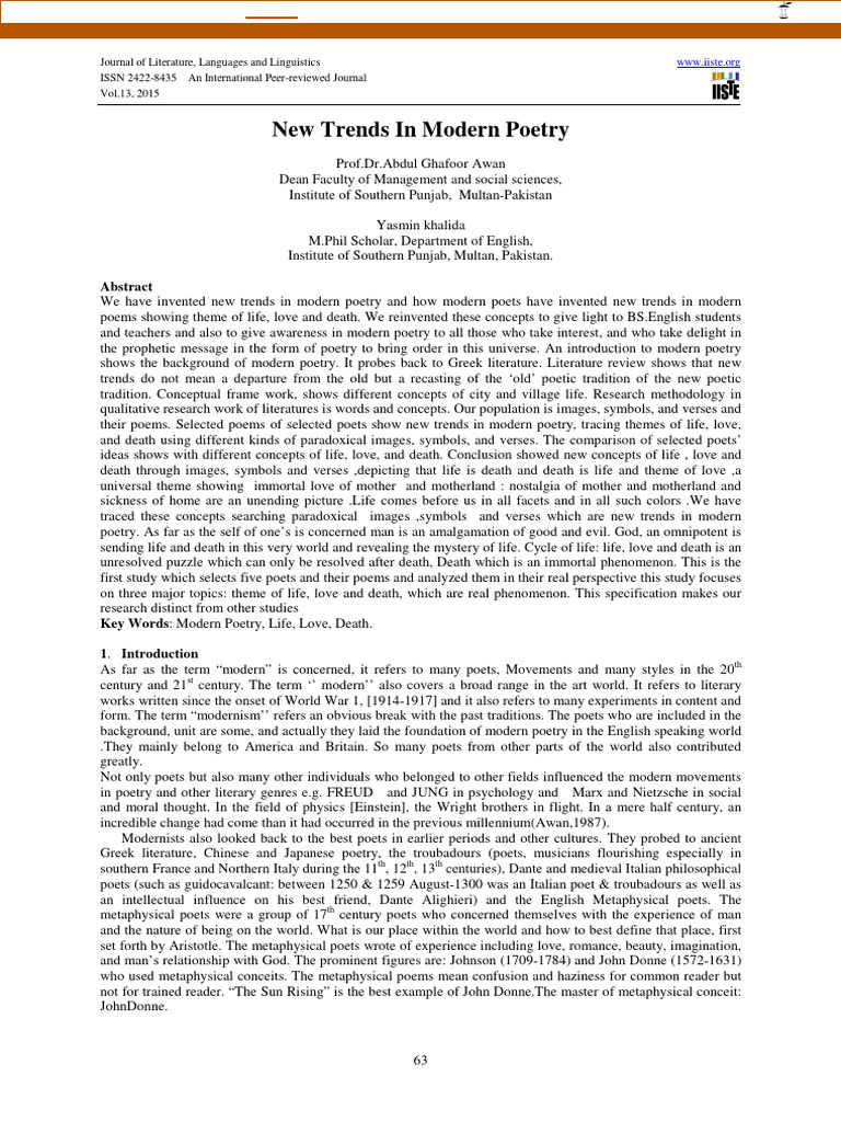 New Trends in Modern Poetry Analysis | PDF | Poetry | Lyric Poetry