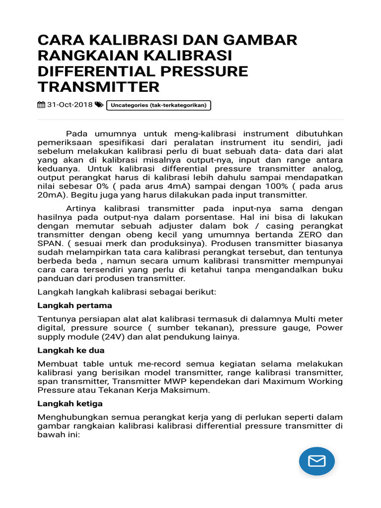 Kalibrasi Differential Pressure Transmitter | PDF