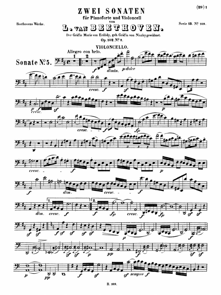 Beethoven Cello Sonata No.5 Op.102 No.2 | PDF