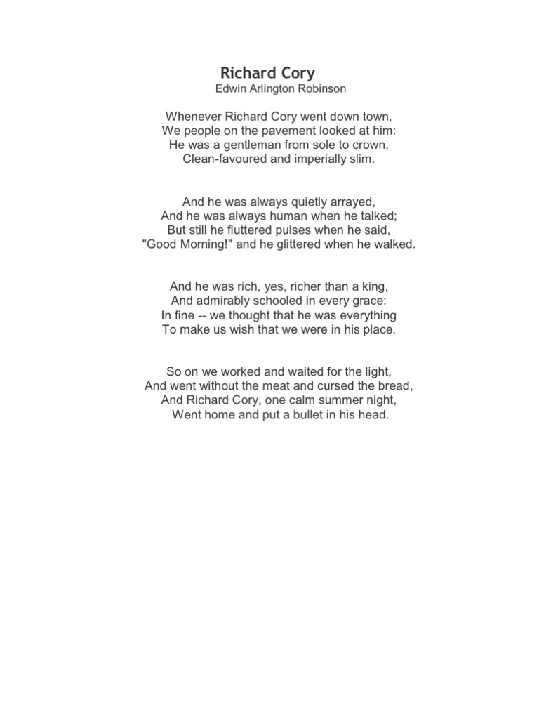 Richard Cory | PDF | Poetry