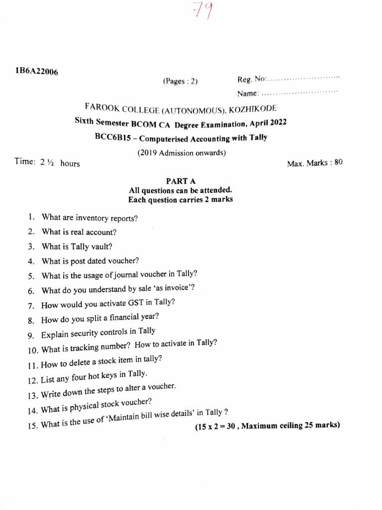 Computerized Accounting Exam Paper 2022 | PDF | Payments | Business