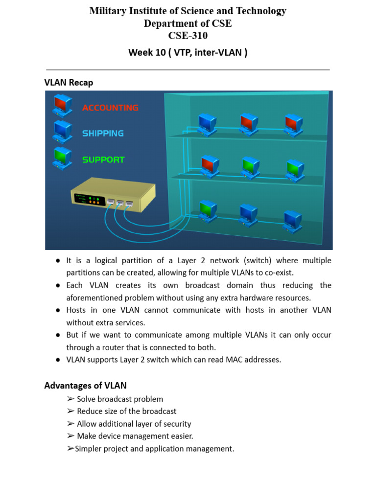 VTP, Inter-VLAN CSE-310 Fall-24 | PDF | Router (Computing) | Computer Network