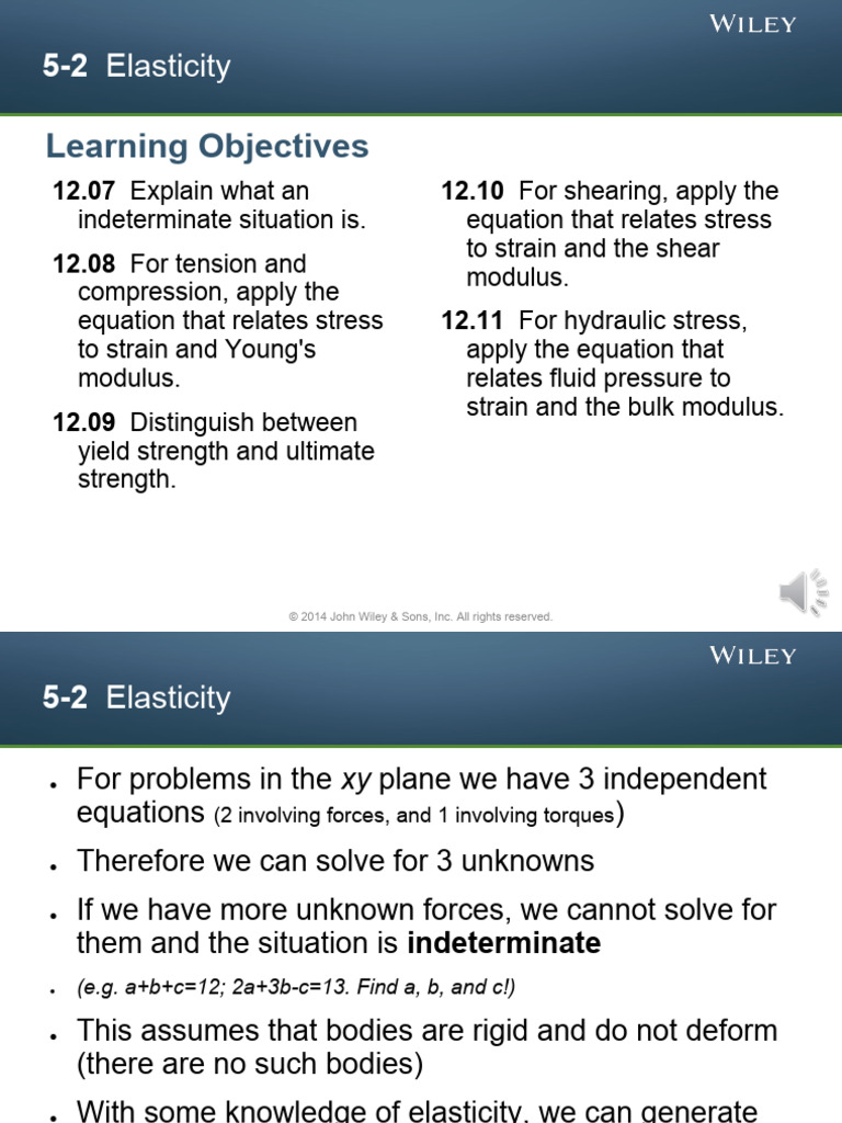 Equilibrium and Elasticity 3 | PDF | Elasticity (Physics) | Deformation (Engineering)