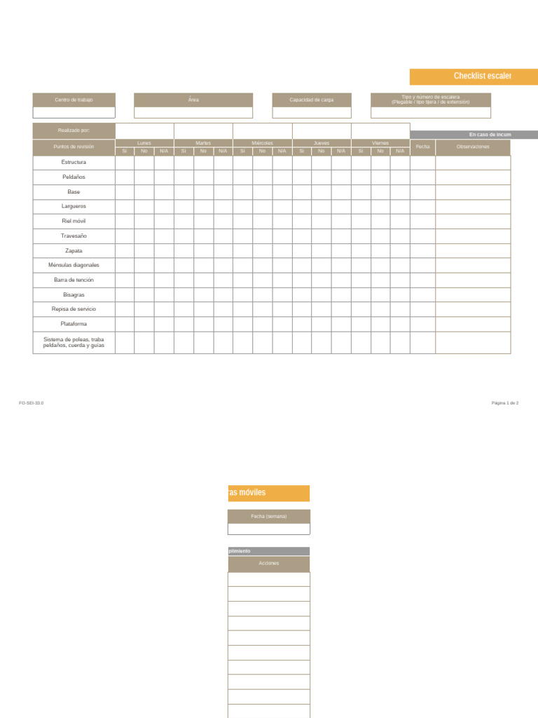 FO-SEI-33.1 Checklist Escaleras Moviles | PDF
