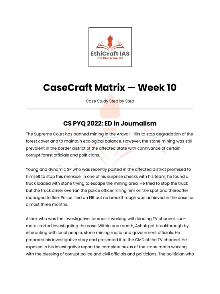CaseCraft Matrix - Option Evaluation (W10D3) | PDF