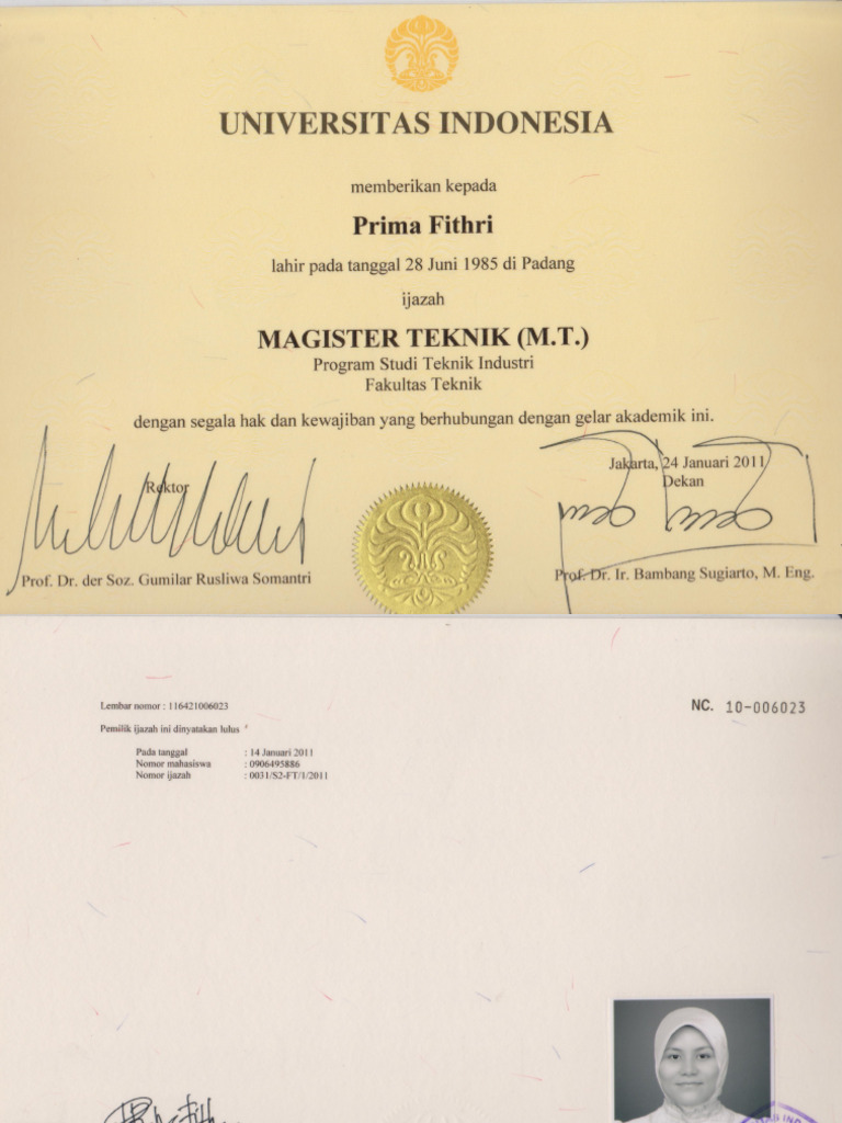 Ijazah S2-Prima Fithri | PDF