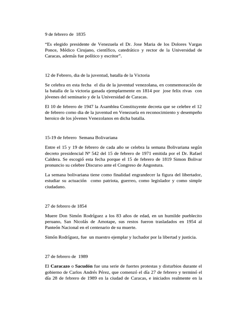 9 de Febrero de 1835 | PDF | Venezuela | América del Sur