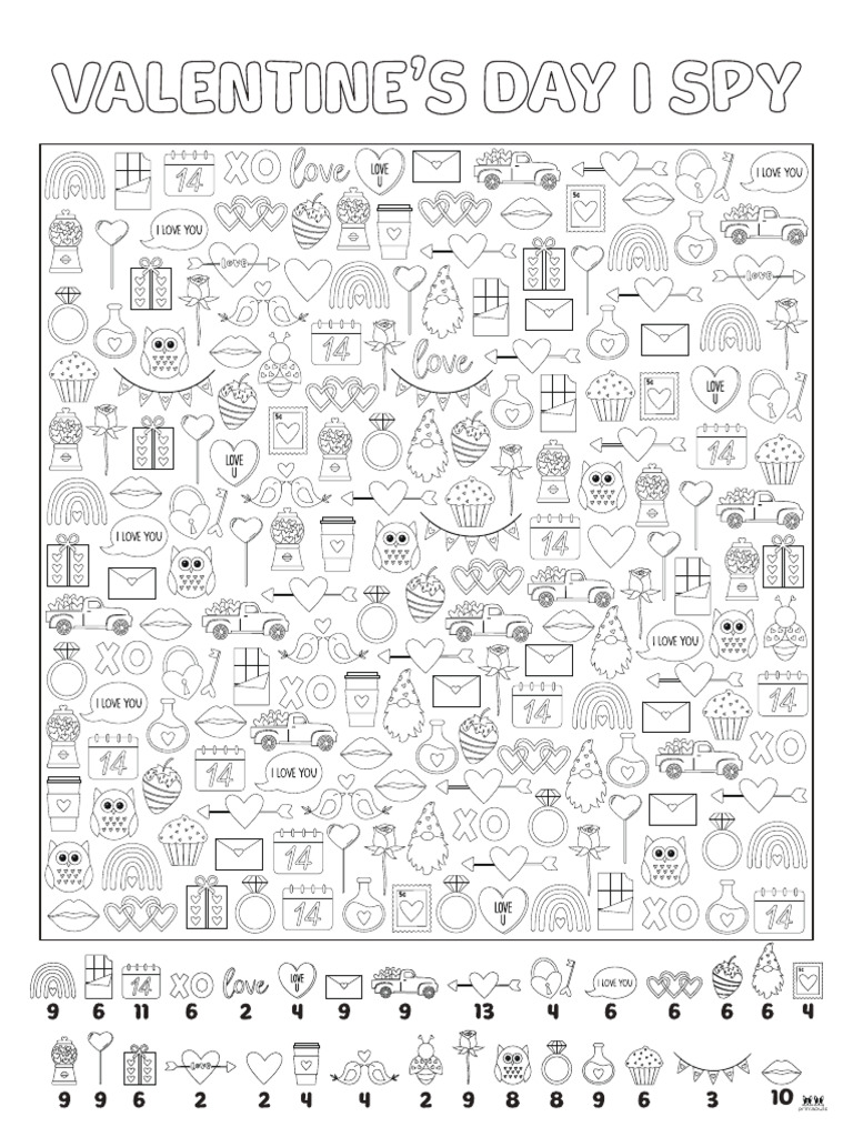 Printable Valentine S Day I Spy Coloring Extra Hard 1 | PDF