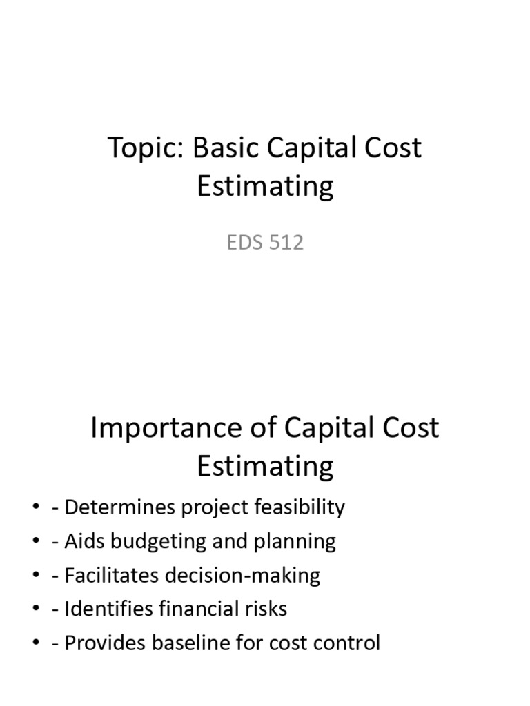 Basic Capital Cost Estimating | PDF