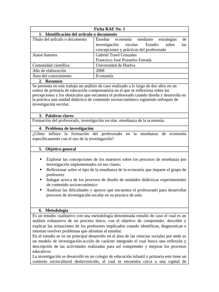 Base Fichas RAE | PDF | Maestros | Enseñando