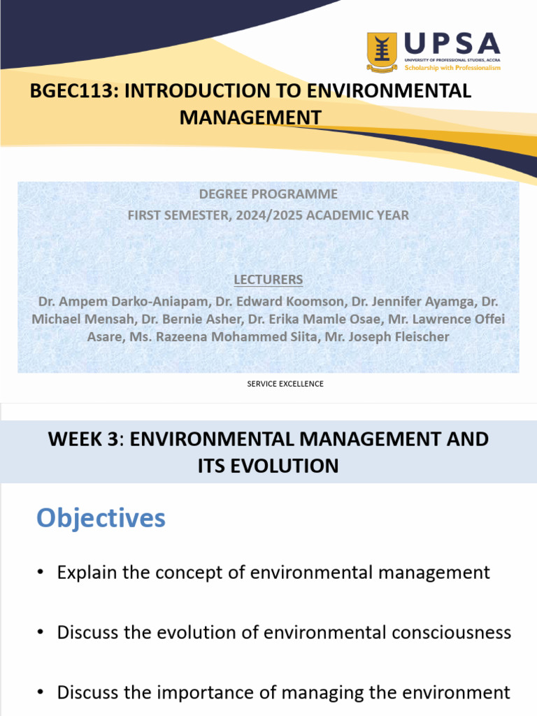 WEEK 3 - Environmental Management and Its Evolution | PDF ...