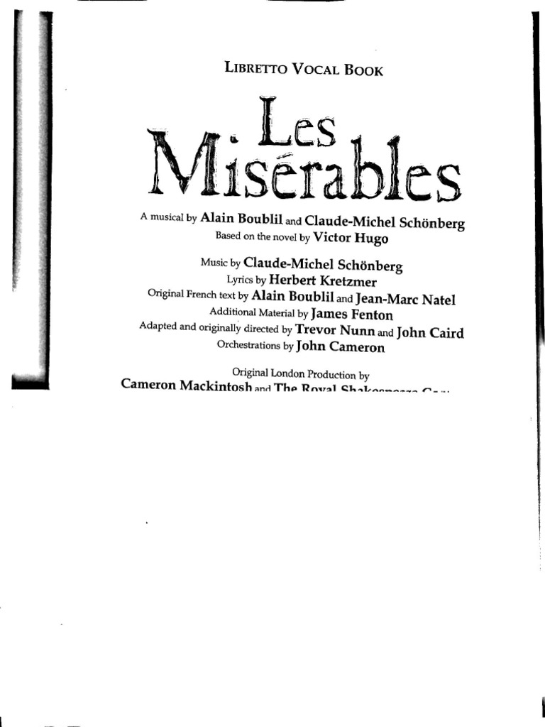 2010 Les Miserables Vocal Book | PDF