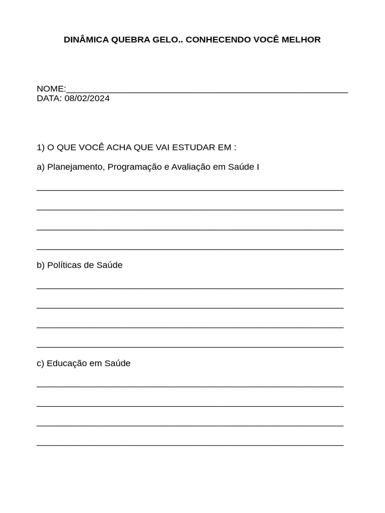 Dinamica Quebra Gelo | PDF