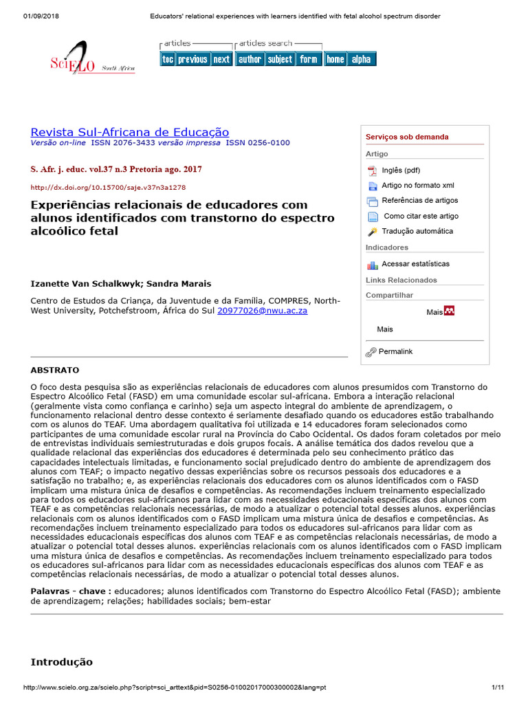 Educators' Relational Experiences With Learners Identified With Fetal ...