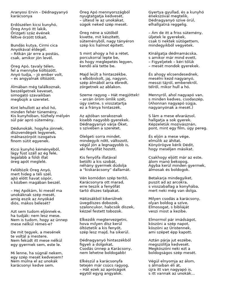 Aranyosi Ervin Dédnagyanyó Karácsonya | PDF